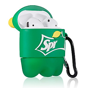 JoySolar for Airpod 1&2 Case Cute Cartoon 3D Soft Silicone Air Pods Funny Cover Kawaii Fun Cool Keychain Design Shell Drink Fashion Stylish Girls Kids Teens Women Cases for Airpods (Sprite)