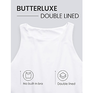 CRZ YOGA Womens Butterluxe Double Lined Cropped Tank Tops High Neck Racerback Tanks Sleeveless Casual Workout Crop Top White Small