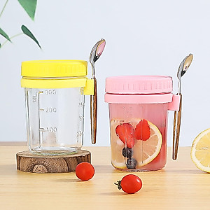 DANALLAN Overnight Oats Containers with Lids and Spoons, 4Pcs Overnight Oats Jars 10 oz Large Capacity Airtight Mason Jars for Overnight Oats Milk Vegetable Fruit Salad Cereal