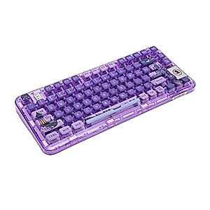 Luqeeg Mechanical Keyboard, 80 Keys Transparent Case Keyboard, Triple Modes Gasket Structure Gaming Keyboard, Wireless Bluetooth Gaming Keyboard 2 Layer Keycaps Design for Office