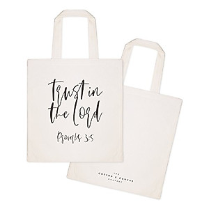 The Cotton & Canvas Co. Trust in the Lord, Proverbs 3:5 Beach, Shopping and Travel Resusable Shoulder Tote and Religious Bible Verse Handbag
