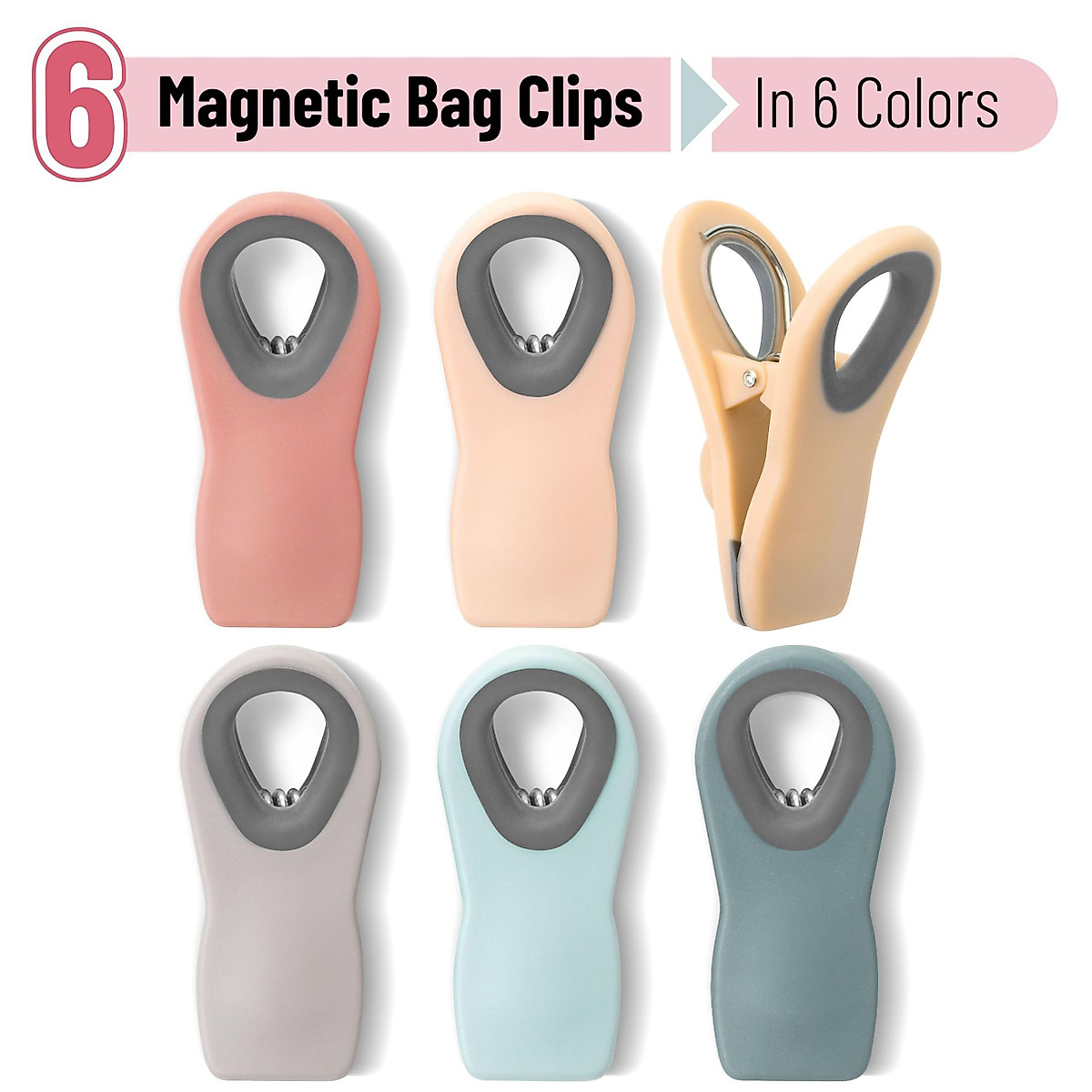 Mr. Pen- Magnetic Chip Clips, 6 Pack, Muted Morandi Chip Clips, Bag Clips, Food Clips, Bag Clips for Food, Chip Bag Clip, Chip Clips Magnetic, Chip Bag Clips, Clips for Food Packages, Kitchen Clips