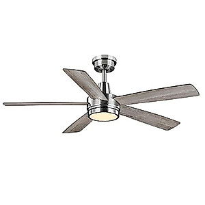Hampton Bay Fanelee 54 in. White Color Changing Integrated LED Brushed Nickel Smart Ceiling Fan with Light Kit and Remote Control