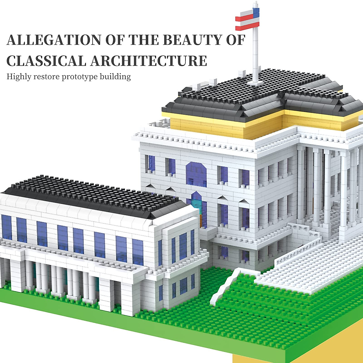 Micro Building Blocks The White House Architecture Set Mini Building Blocks Building Bricks Architecture Model Kit Micro Blocks Set Building Kit Gift for Age 14+ Kids Teens and Adults