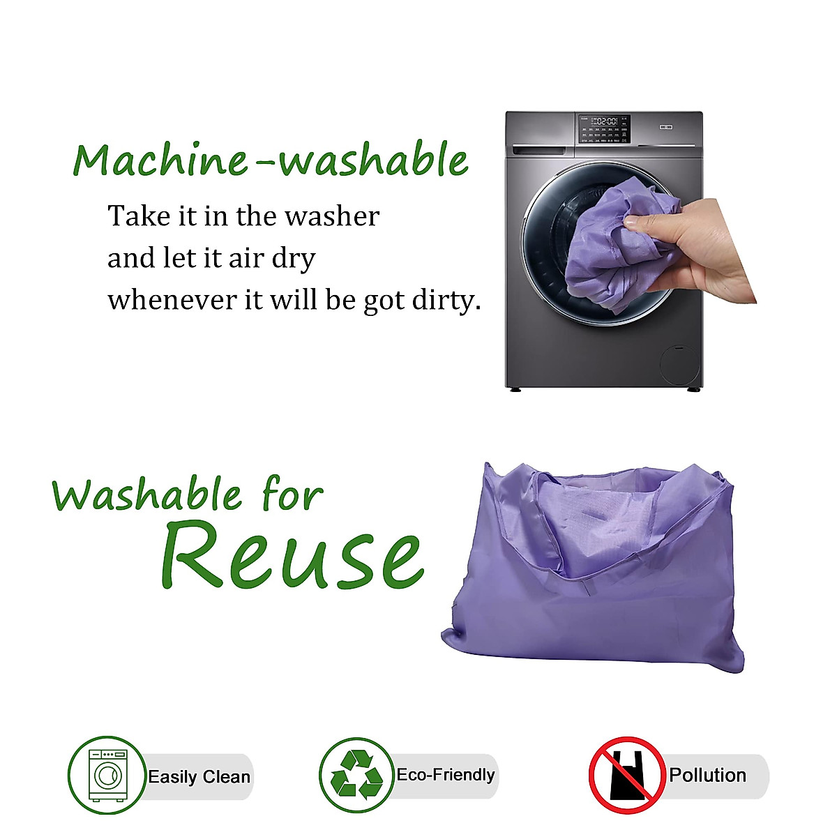 evohyah 1Pack Large Reusable Grocery Tote - 50LBS Ripstop Geometric Fashion Recycling Bag - Folding Storage - Machine Washable Nylon Bag with Zipper - Purple