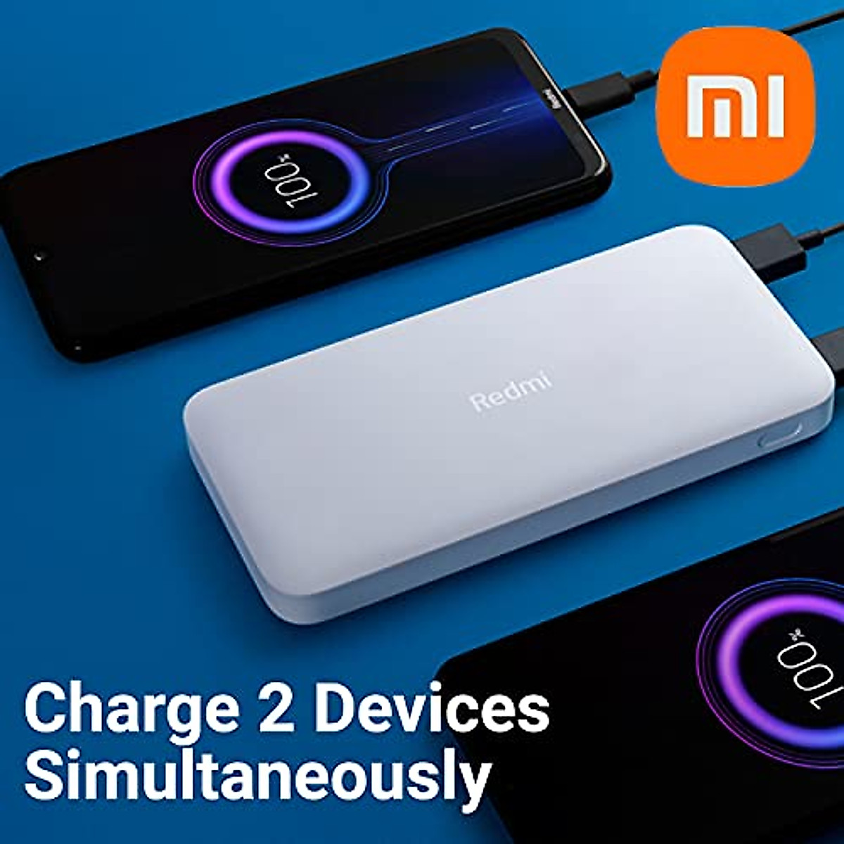 Xiaomi Mi 10000 mAh 37Wh Redmi Portable Power Bank, Dual Micro-USB/USB-C Input Port 2.6A Fast Charging, 2 USB-A Output Charges 2 Devices Same time, Portable Charger for iPhone iPad Galaxy Tablets