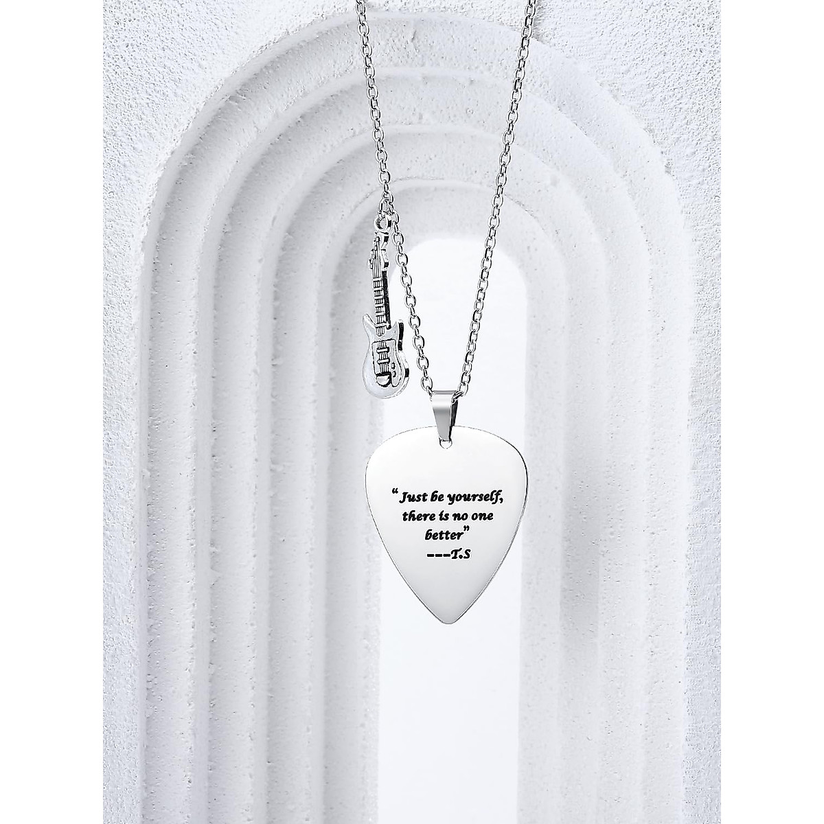 COTATI Quotes Guitar Pick Necklace Outfits Jewelry Accessories Inspired Fans Gift Merch (You are your own definition of beautiful and worthwhile)