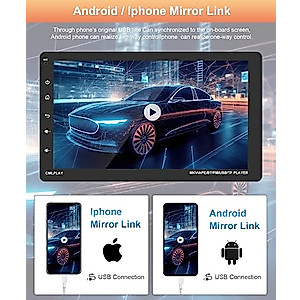 Car Stereo Single Din Apple Carplay, Rimoody 9 Inch Detachable Touch Screen Car Radio with Bluetooth Android Auto FM Radio Mirror Link TF/USB/AUX Input Car Multimedia Player + Backup Camera