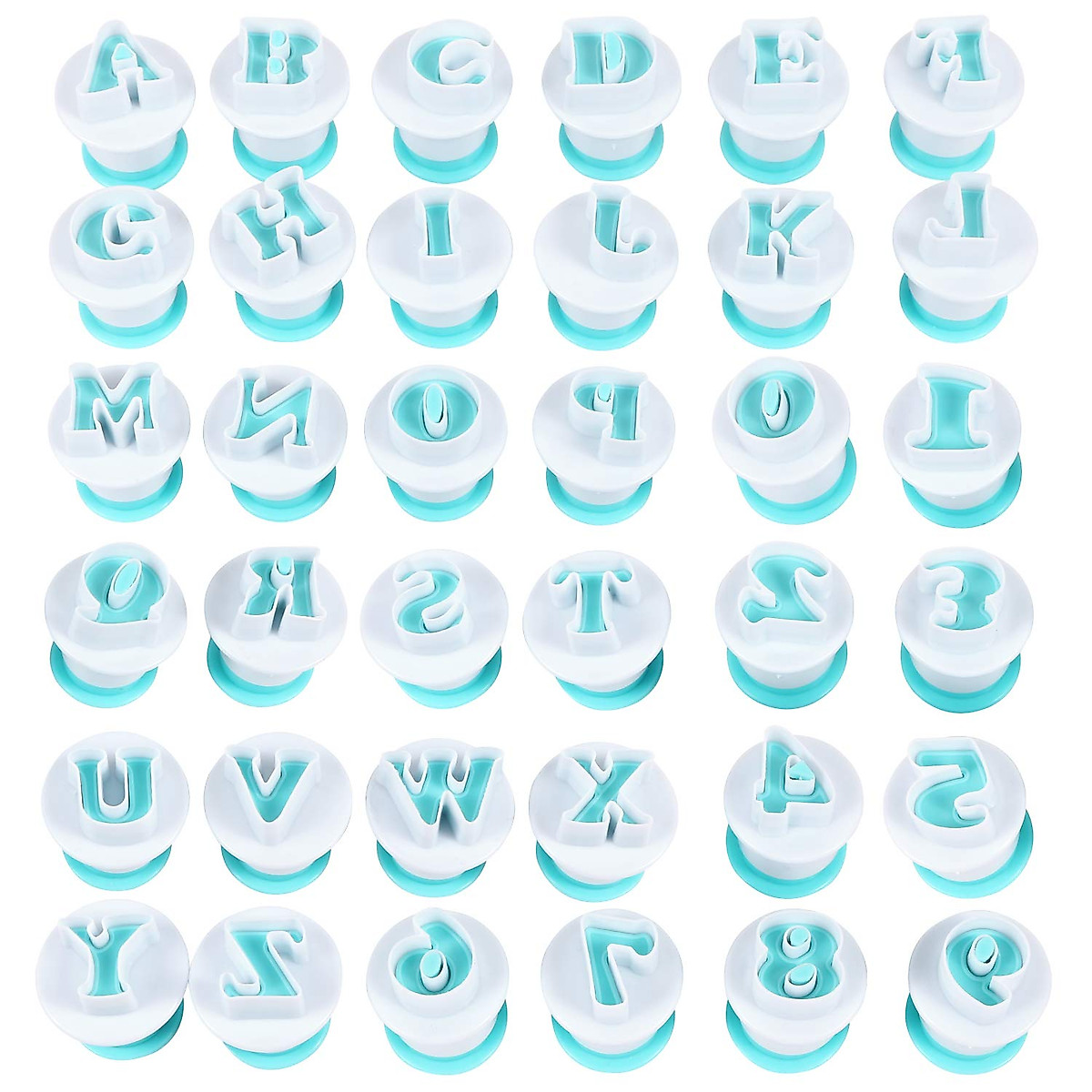 Alphabet Letter Numbers Cake Mould Set, BENBO 36 Pieces Fondant Cake Sugar Craft Cookies Stamp Impress Embosser Plunger Cookie Cutter Mold Biscuit Decorating Tools