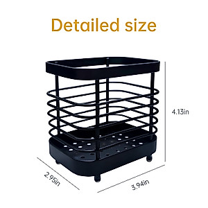 LAIPART Stainless Steel Sink Utensil Holder Countertop,Kitchen Countertop Organizer Rack,Multi-Functional Storage Rack for Kitchen Storage Forks, Knives, Spoons(Black)