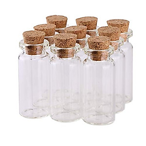 MaxMau Small Bottles with Corks,10 Milliliter 100 Packs Tiny Vials Mini Cork Stopper Clear Jars for DIY Art Crafts Projects Party Decoration Wedding Favors
