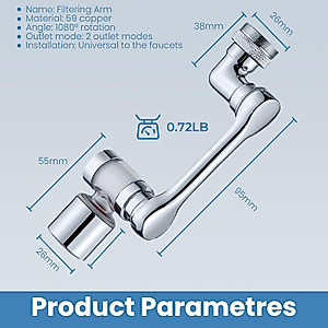 WATERPLOF Splash Multifunction Faucet with Filter Functionality & 6 Replacement Cartridges Universal 1080° Swivel Robotic Arm Faucet Aerator for sink 2 Modes Pressurized Spray Attachment