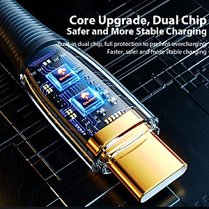 USB C to USB C PD Fast Charging Cable 100W 6ft 4ft Type-C 2.0 for MacBook Pro Air, iPad Pro 2022 2021 iPad Air 5, Tear-Down, Galaxy S22, Note 20, Google Pixel, Switch, Surface Book, Transparent Shell