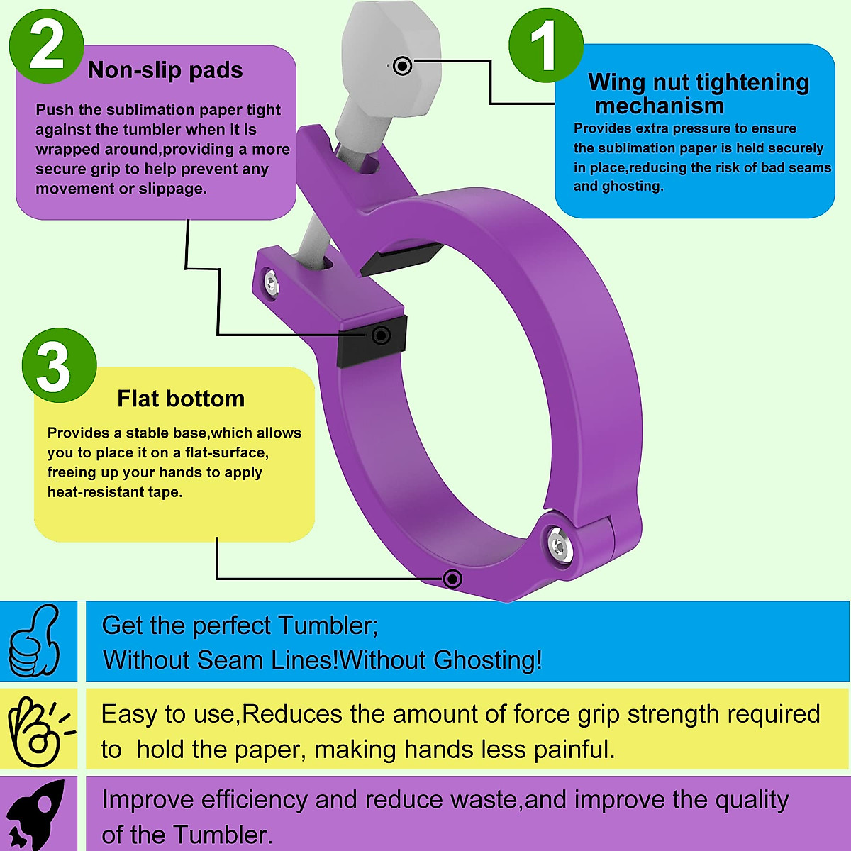 GEOCCI 2 Pack Sublimation Tumblers Pinch, Tumbler Pincher for 20 oz Tumbler Sublimation Tool，Perfect Tumbler Wrap Tool and Wrapping Clamp,Comes with Measuring Ruler and Adhesive Tape