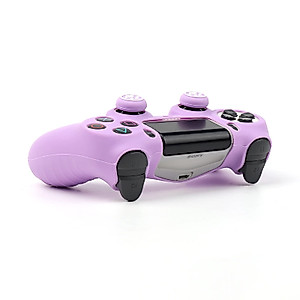 Ralan Purple Controller Skin Silicone for PlayStation 4, Non-Slip Grip Cover Protector Compatible with PS4 Slim/PS4 Pro Controllers with 6 Thumb Grip Caps