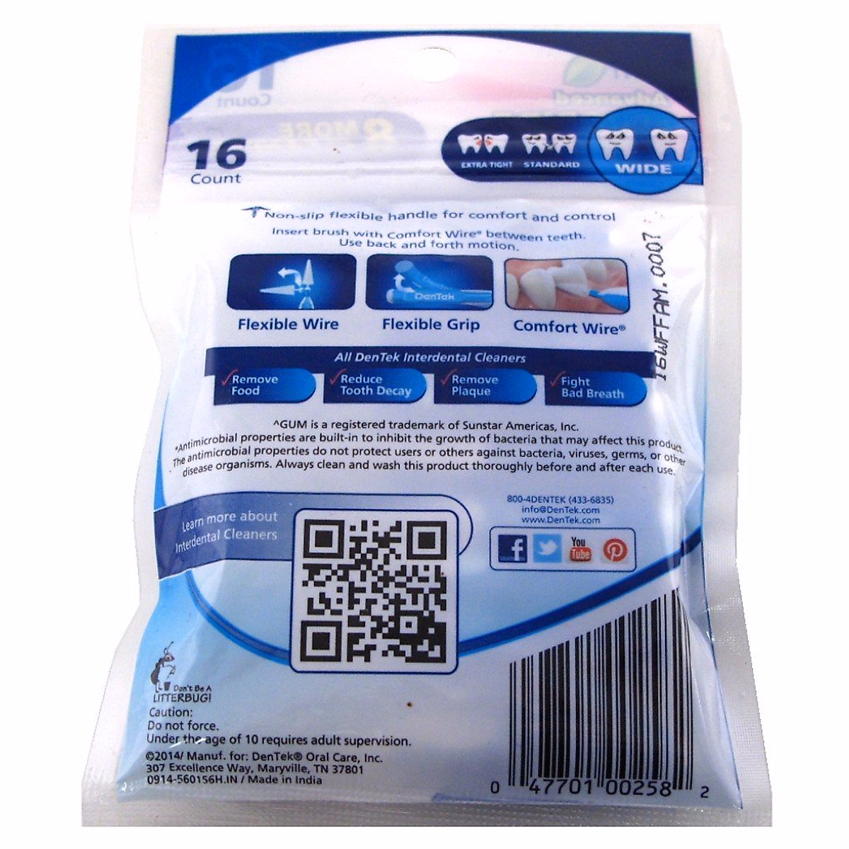 Dentek Wide Brush, 16 Count