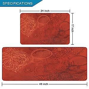 RYANZA 2 Pieces Kitchen Rugs, Abstract Anti Fatigue Non Slip Foam Cushioned Red Lines Art Modern Graffiti Comfort Indoor Floor Mat Runner Rug Set for Laundry Office Sink Bathroom (17"x48"+17"x24")