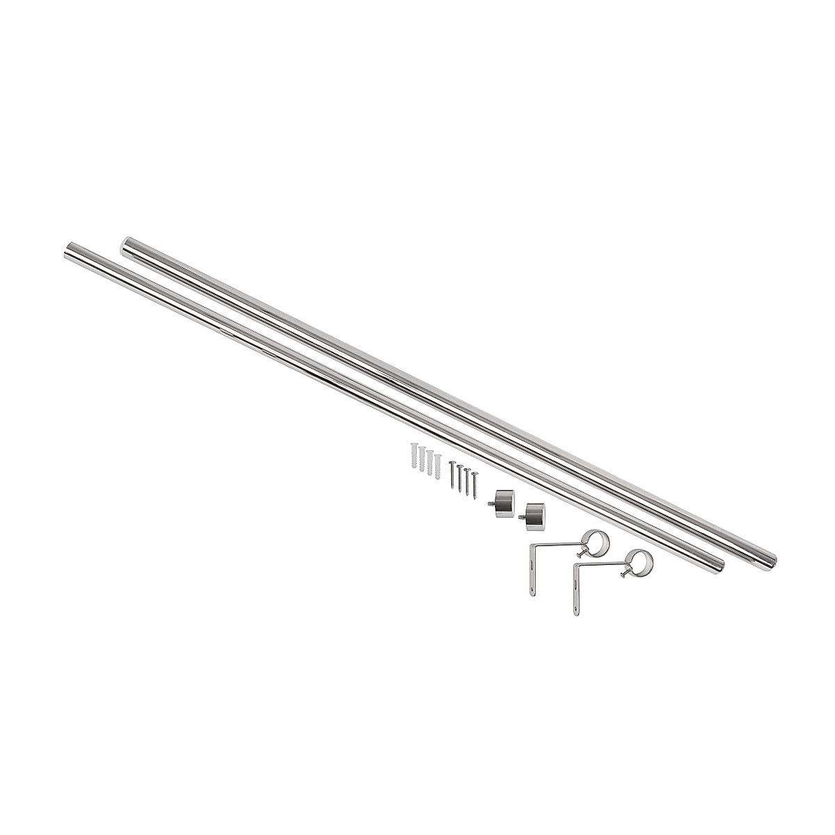 Umbra Cappa 1-Inch Curtain Rod, Includes 2 Matching Finials, Brackets & Hardware, 36 to 66, Polished Silver