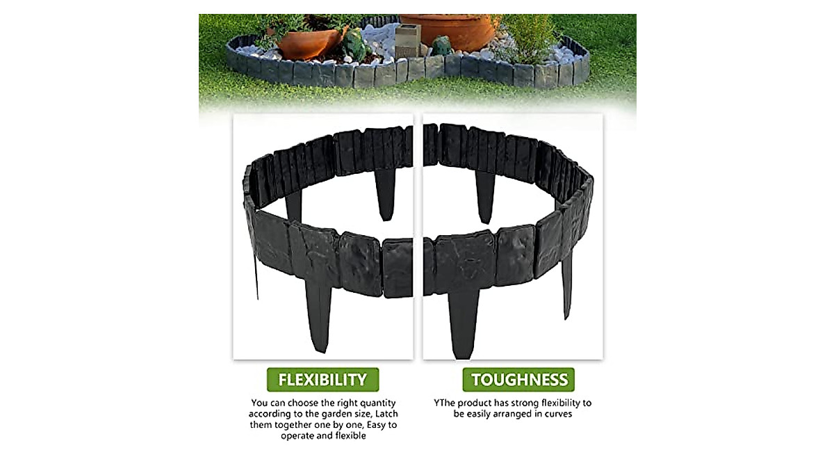 Garden Edging Border - Easy No-Dig Black Stone Effect Edging