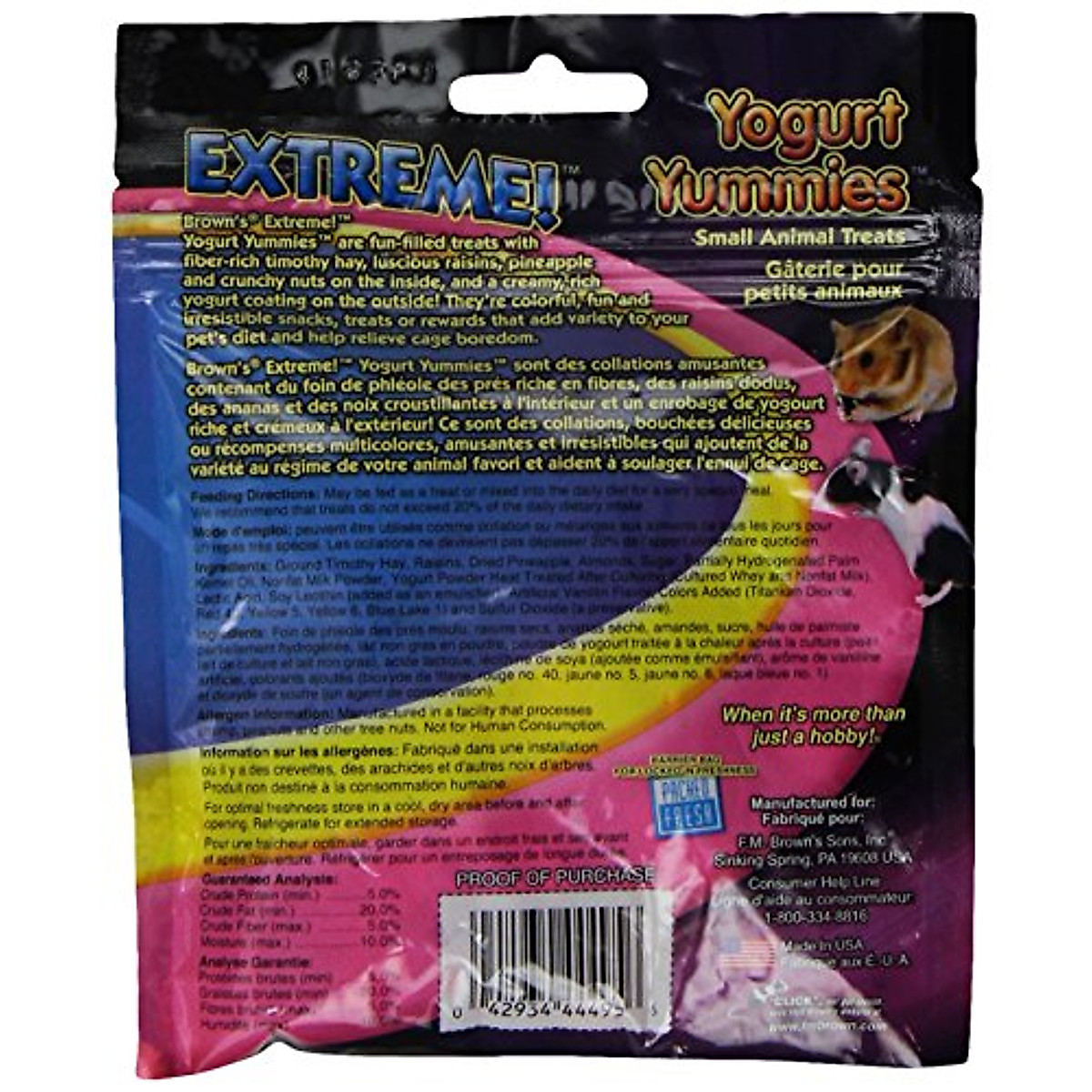 F.M.Brown'S 44495 Extreme Yogurt Yummies Small Animal Treat, 2.75-Ounce