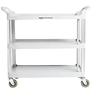 AmazonCommercial 3 Shelves Utility Cart with 400 lbs Loading Capacity, Grey (613)