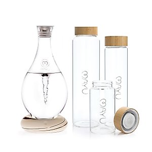 Mayu Swirl Structured Water Pitcher + 3 Size Premium Glass Bottles "Home Hydrate bundle"
