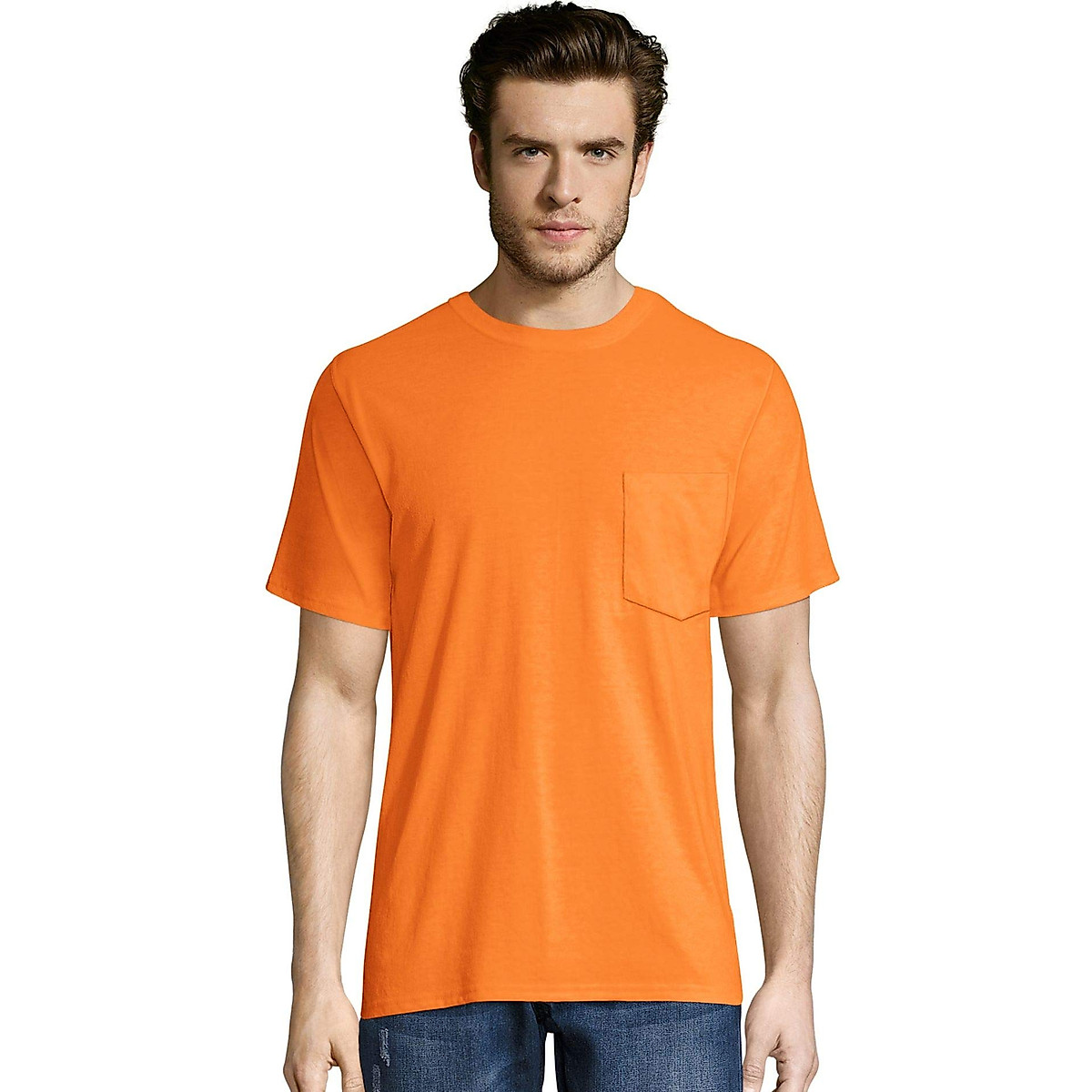 Hanes mens Men's Workwear Short Sleeve Tee (2-pack) T Shirt, Safety Orange, XX-Large US