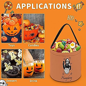 Personalized Halloween Tote Bags w/Name or Text 7.9 * 8.3 inch Customized Pumpkin Witch Black Cat Castle Skeleton Ghost Canvas Totes Bag for Trick Treat Goodie gift Halloween Gifts for Women Adults
