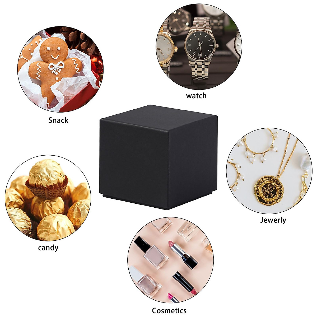 Dasofine Black Gift Boxes, 4" × 4"× 3.8" Square Box with Lid, 6pcs Small Gift Box, Candle Boxes, Gift Boxes for Present