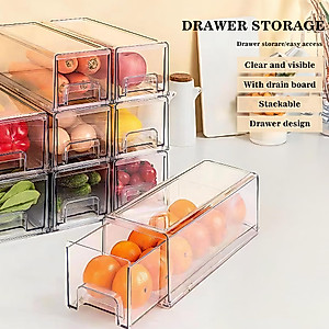 MANO 2Pack Clear Fridge Drawers Pull Out Stackable Refrigerator Drawer Organizer Bins Pantry Storage Box Plastic Food Containers for Kitchen Bathroom Office Closet(X-Small)