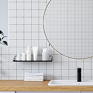 HORIAMIT Metal Bathroom Shelf Wall Mounted, Spice Rack, Floating Shelf for Living Room, Kitchen, Bathroom(15.7 Inch)