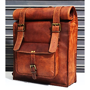 URBAN DEZIRE Men's Leather Vintage Roll On Laptop Backpack Rucksack knapsack college bag
