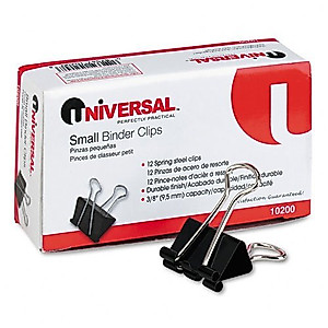 Universal Small Binder Clips, Steel Wire, 3/8" Capacity, 3/4" Wide, Black/Silver, 12/Pack, 2 Packs