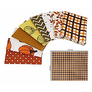 Soimoi 8 Pc Fat Quarter Bundle, Autumn Fall Theme Print 18"x 22" DIY Patchwork- 100% Cotton Pre-Cut Quilting Fabric Orange, Brown, Yellow