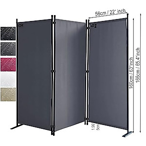 Room Divider 87" W x 65" H Beige | 4-Panel Folding Privacy Screen | Portable Room Partition | Garden Separation Paravent | Water Repellent Indoor & Outdoor Freestanding Wall