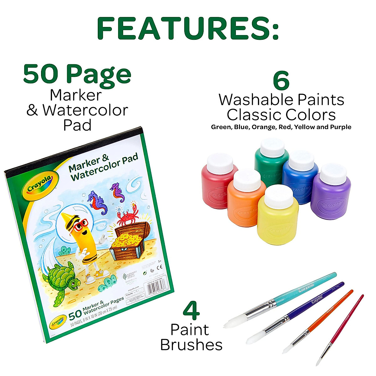 Crayola Kids Paint Set, Washable Kids Paint, Craft Supplies, Gift for Kids, Ages 3, 4, 5, 6, 7 [Amazon Exclusive]