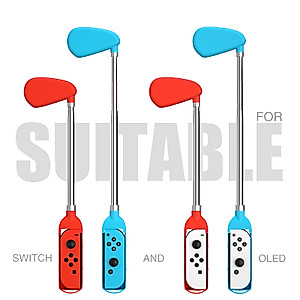 Golf Clubs for Nintendo Switch Mario Golf Super Rush 2021, Adjustable Handle Grip Compatible with Mario Golf Switch - Blue and Red