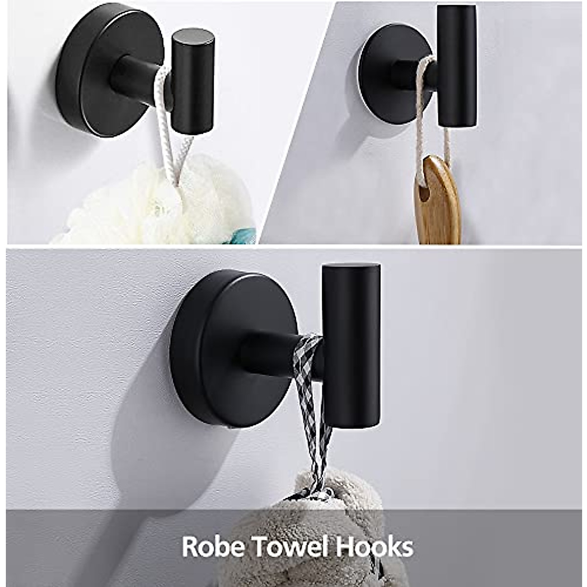 Bathroom Hardware Set, 5/10/20pcs Black/Brushed Nickel/Brushed Gold Stainless Steel Bathroom Hardware Set, Bathroom Accessories Kit Including 16" Hand Towel Bar, Toilet Paper Holder, Robe Towel Hooks
