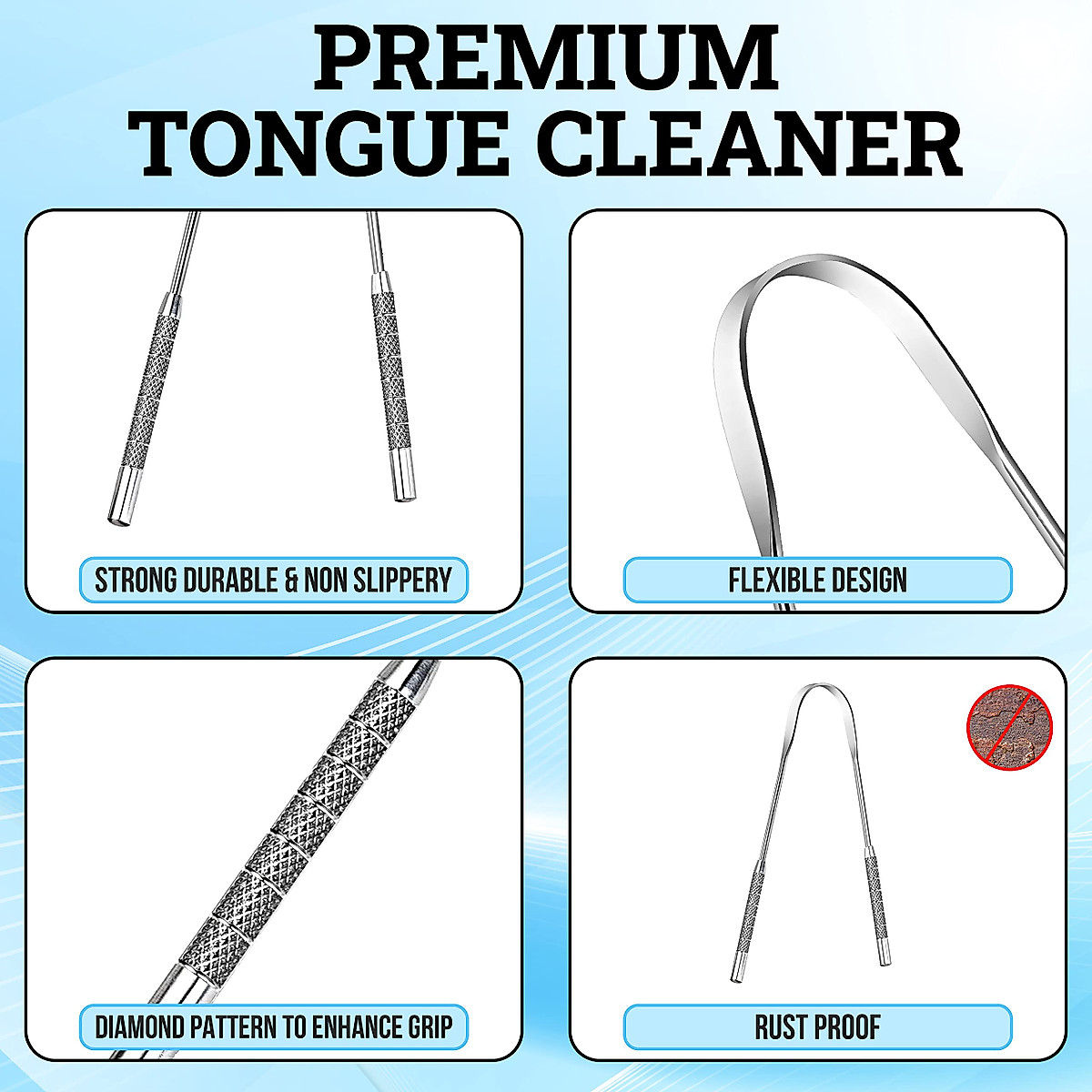 SV’s Tongue Scraper |Tongue Scraper for Adults & Kids |Tongue Scraper and Cleaner| Stainless Steel Tongue Scrapers | Bad Breath Treatment| Oral Care