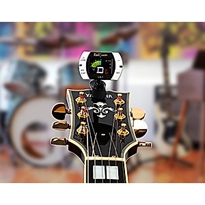 Real Tuner - Chromatic Clip-on Tuner for Guitar, Bass, Violin, Ukulele, Banjo, Brass and Woodwind Instruments - Bright Full Color Display - Extra Mic Function - A4 Pitch Calibration - Transposition