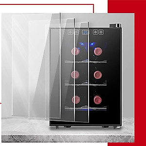 23L Table-Top Wine Fridge Black Wine Cooler LED + Lock & Key Glass Door Drinks Cellar Single-Zone,Horizontal,23L