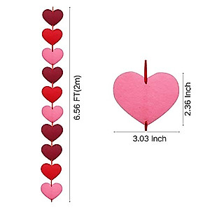 6 Pack Heart Banner for Valentines Day Decorations-Felt,Red,Rose Red and Light Pink,| No DIY | Valentines Day Decor | Valentine's Day Mantle Decor | Heart Garland for Valentines Day Decorations