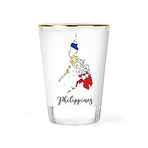 Philippines Shot Glass - Philippines Flag Glass - Chinese Shot Glass - Philippines Glass - Filipino Gift - Philippines Map Outline Glass