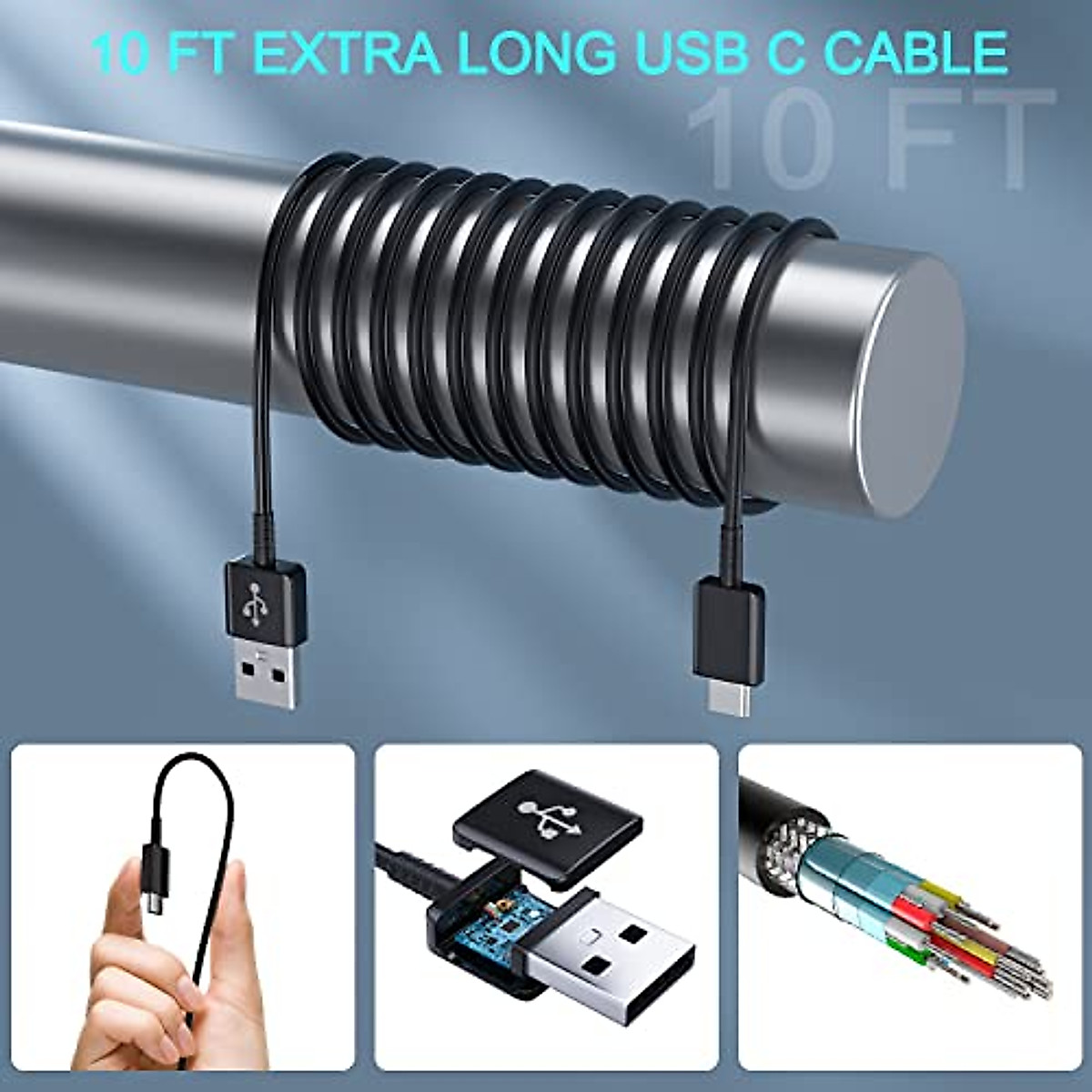 Android Phone Charger Type C Charger with 10 FT C Charger Cable Fast Charging for Samsung Galaxy S10/S10e/S10+/S9/S9+/S8/S8+/S23/S22/S21 Ultra/S20/Note 20/Note 10/Note 9/8/Z Flip 3/A03s/A02s, 2Pack