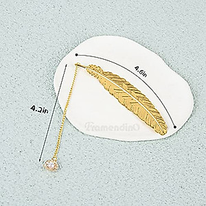 Framendino, 4 Pack Metal Feather Bookmarks Gold Retro Book Page Chain Pendant Bookmark Gifts for Reader, Book Lovers, Students, Teachers, Friends