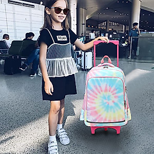 CAMTOP Rolling Backpack With Matching Lunch Bag Kids Luggage Carry On Girls Boys School Bookbags Wheeled Backpack Set