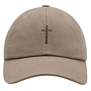 JPAK Cross Premium Dad Hat Embroidered Baseball Cap Christian Jesus Khaki
