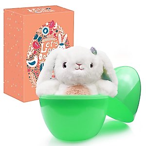 Prefilled Jumbo Easter Eggs with 9.8 inch White Easter Plush Bunny Stuffed Animal Easter Gifts for Kids Boys Girls, Easter Basket Stuffers/Fillers, Easter Egg Hunt, Easter Party Favor