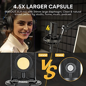 XLR Condenser Microphone with Audio Interface, MAONO Professional Studio Bundle for Recording, Podcasting, Streaming, Voice Over, Vocals, Music, YouTube
