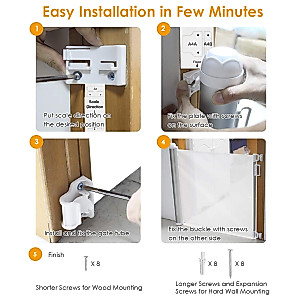 Costzon Baby Mesh Retractable Gates, Extra Wide Flexible Extension Safety Gate/Pet Dog Gate for Stairs/Doors/Hallways, Waterproof Rustproof Aluminum Pets Gate (White)